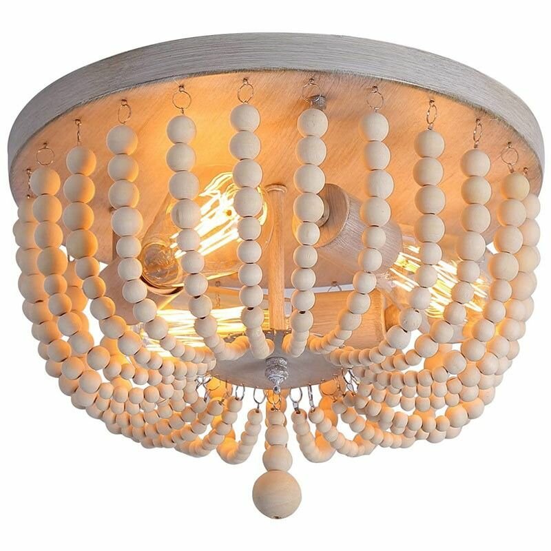 Старинный потолочный светильник из деревянных бусин