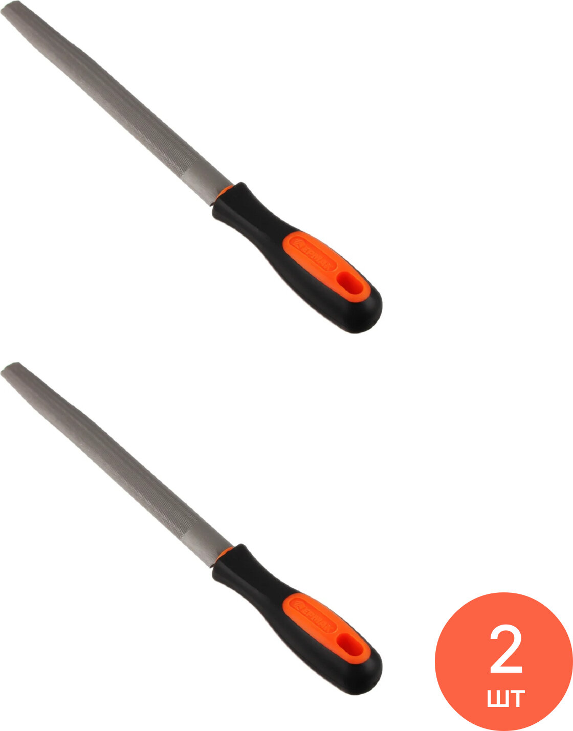 Напильник Ермак полукруглый, с двухкомпонентной ручкой, стальной, насечка 2, 200мм / инструменты для строительства и ремонта (комплект из 2 шт)