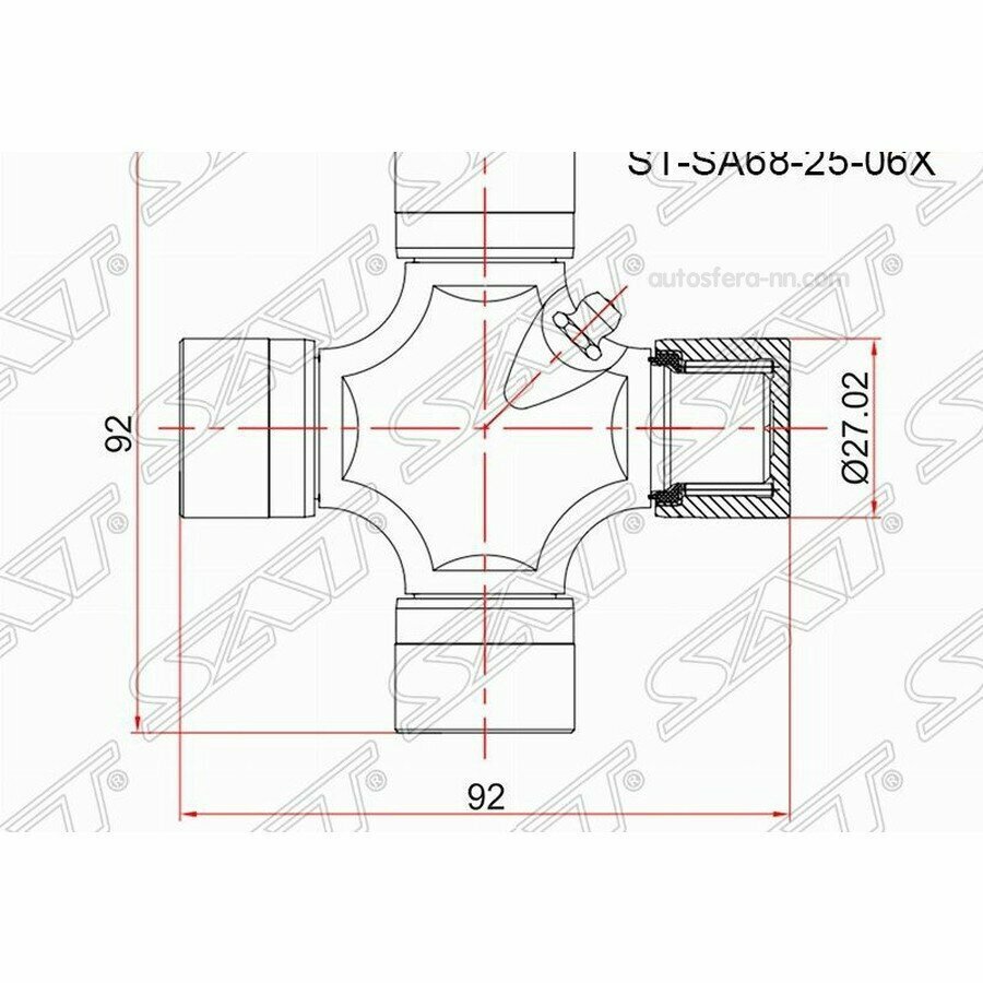SAT STSA682506X Крестовина карданного вала MAZDA BT50 06-/FORD RANGER II 06-11/NISSAN PATHFINDER R51 04-12