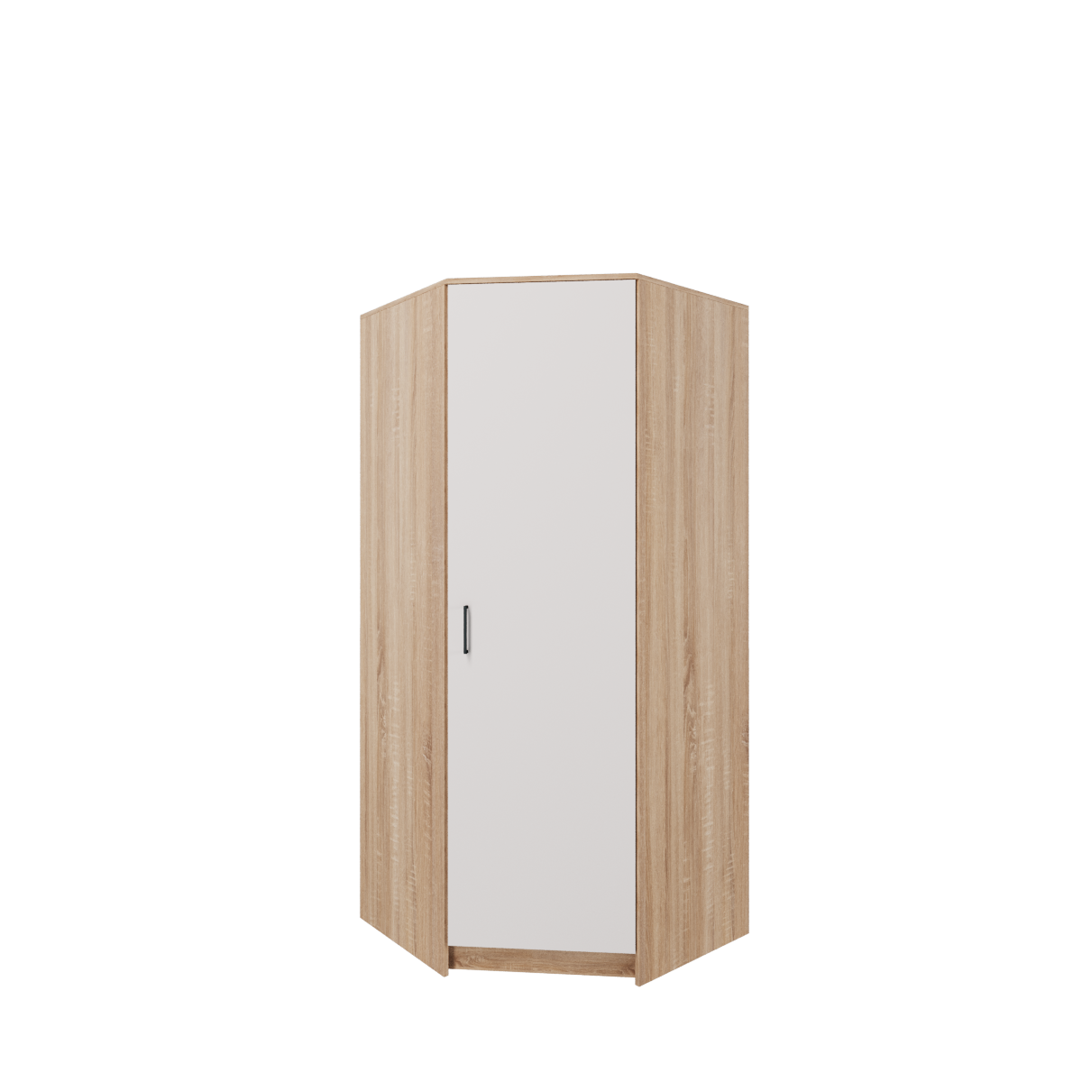 Шкаф для одежды распашной угловой Фреш-2-1, Дуб сонома/Белый, 900х900х2000 мм