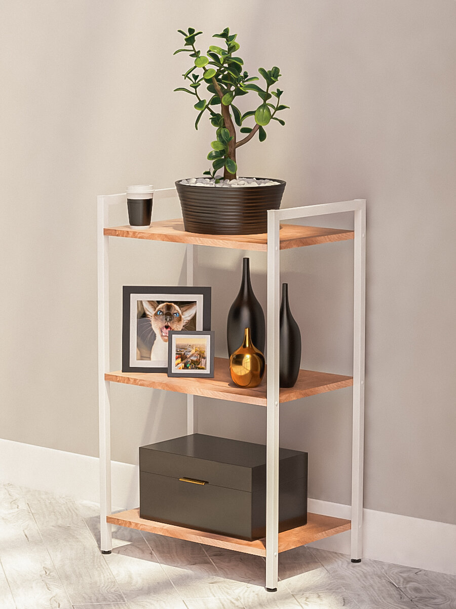 Стеллаж PollyTime, металлический, напольный, 3 полки, этажерка