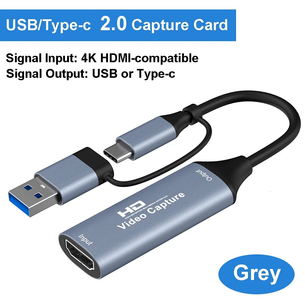 4K HDMI-совместимая Карта Видеозахвата USB/Type-C 3.0 Компьютерная Камера Игровой Рекордер Прямой Трансляции Для ПК