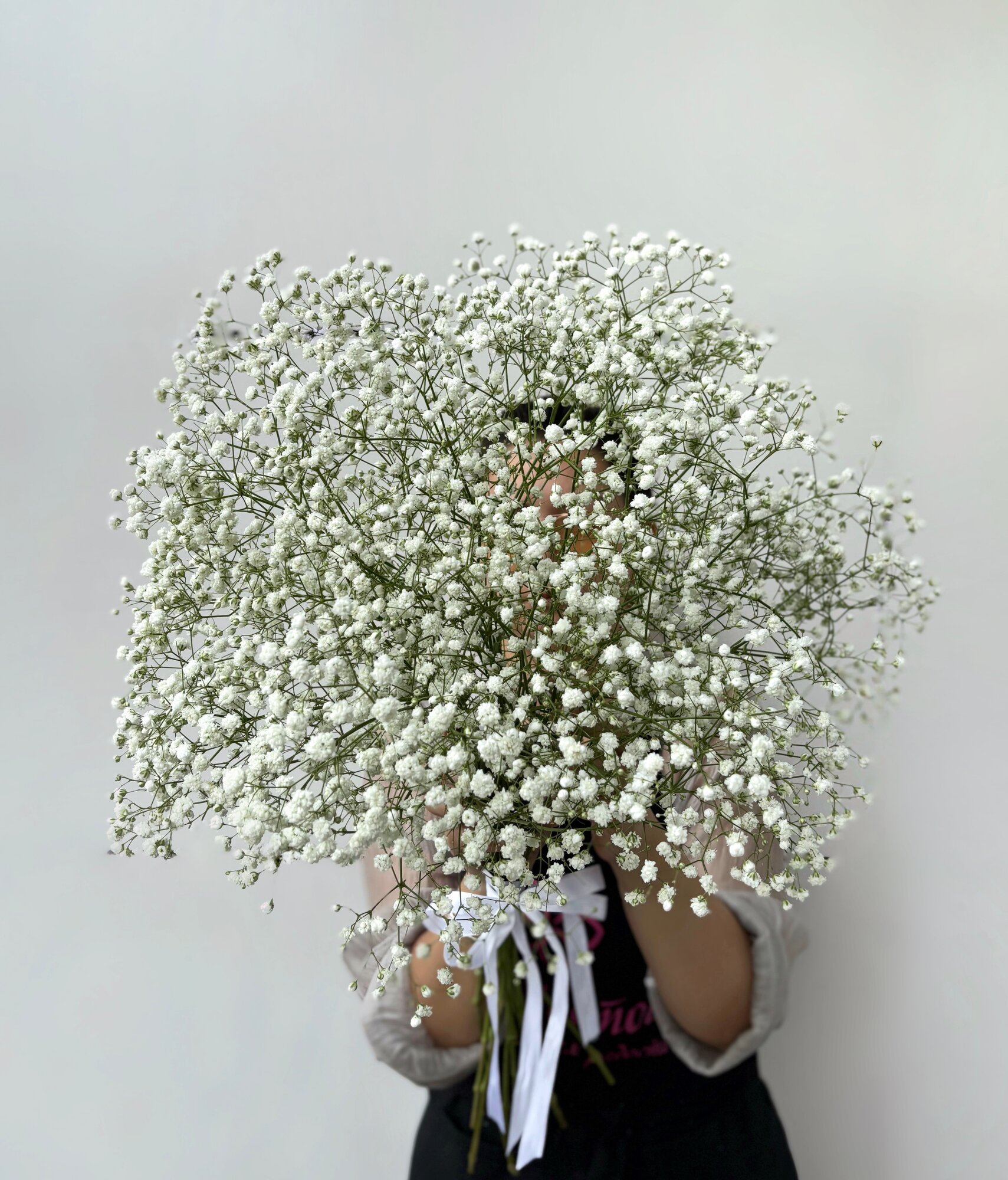 Букет из 9 гипсофил, белые цветы, монобукет из живых цветов на праздник