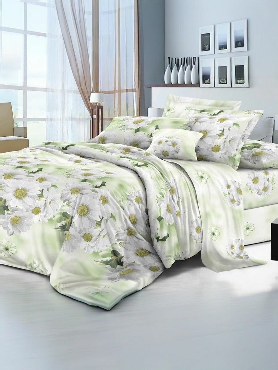 КПБ 2сп. Макси сатин "De Luxe"с наволочками 50*70, пододеяльник на молнии (100% хлопок)