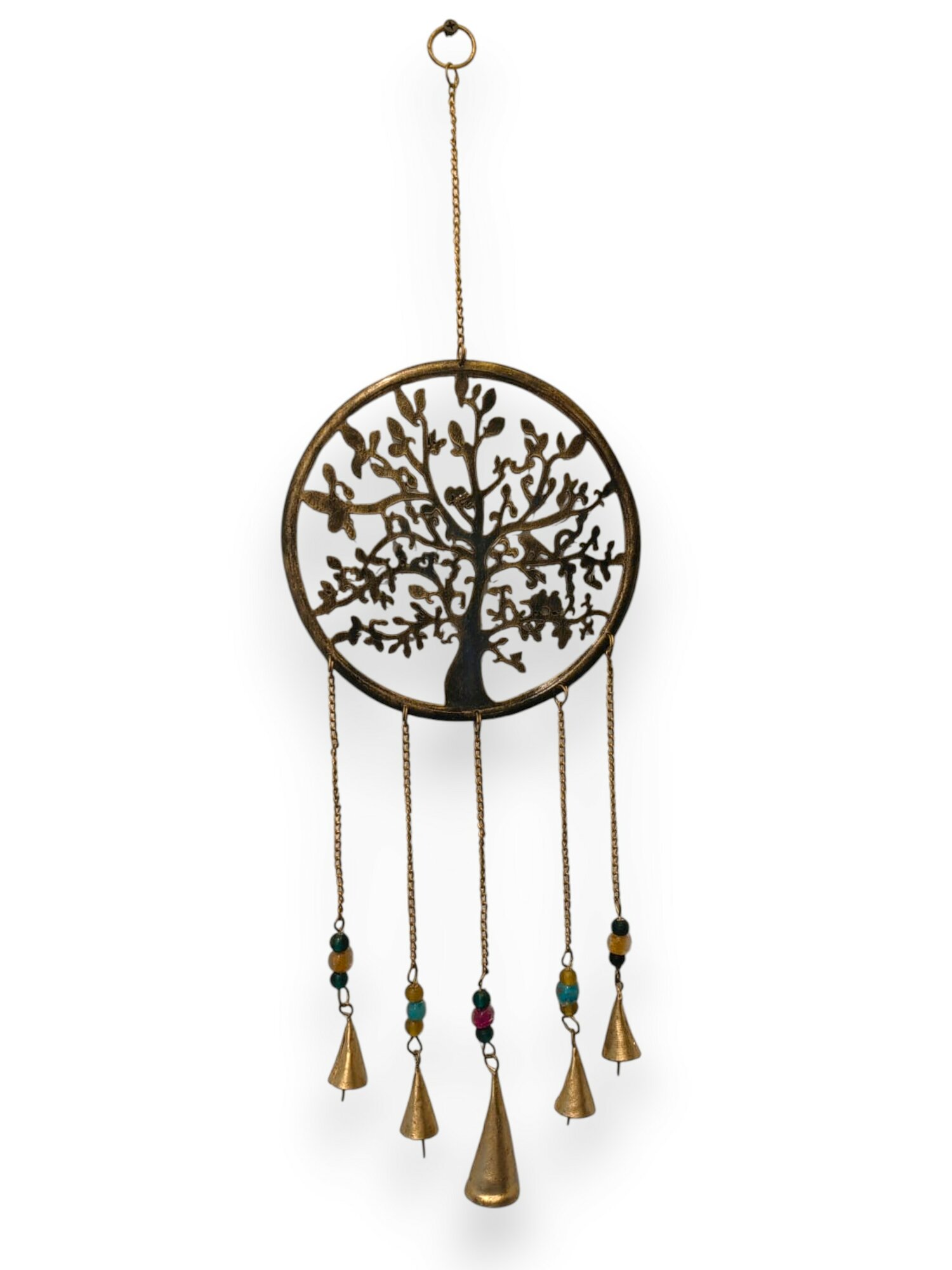 Подвеска интерьерная дерево жизни кружевное и 5 колокольчиков (металл, 20 см.)