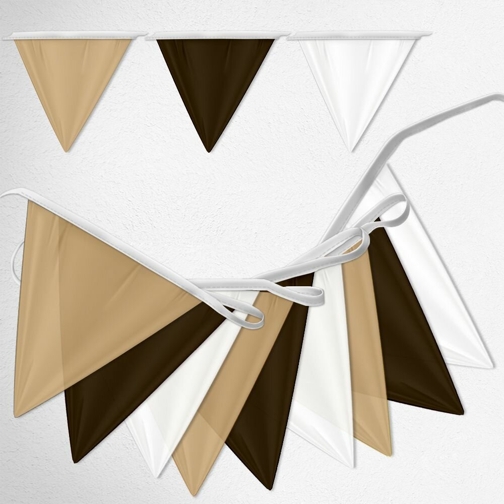 Флажная лента, Кофейная гирлянда из треугольных флажков / флажковая лента / 10 м.
