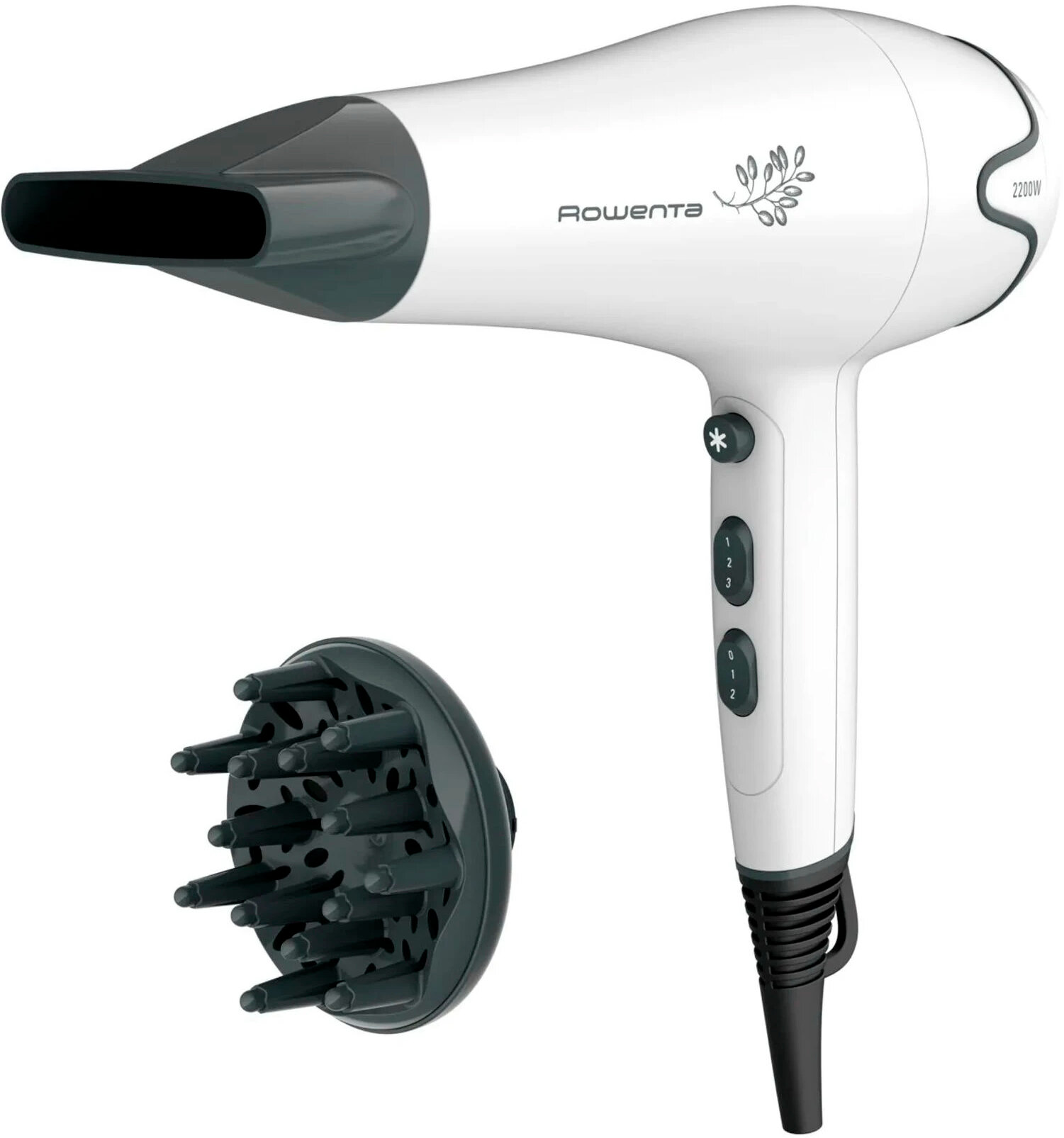 Фен Rowenta Motion Dry CV5708F0, мощность 2200Вт, ионизация, 3 скорости, белый