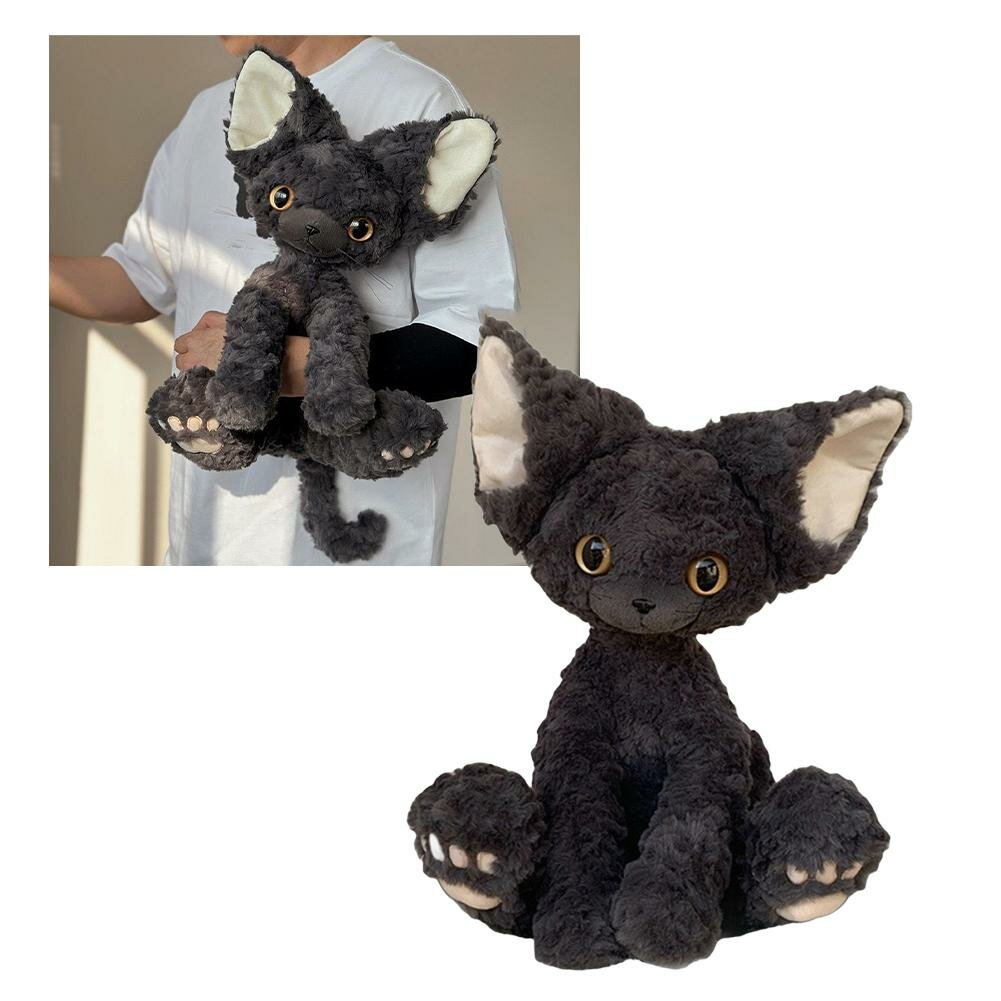 Мягкая игрушка Немецкий кот, кот Девон, 35 см черный, Любители кошек