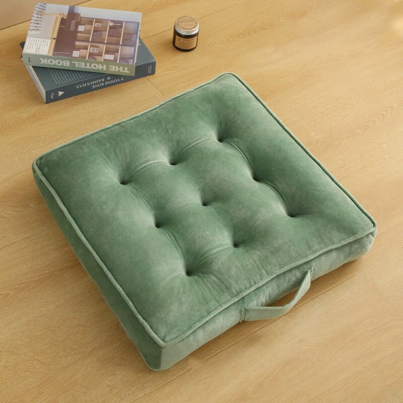 Подушка-футон "Татами", плюшевая, квадратная, наполнитель 聚酯纤维, 40x40 см, зеленая