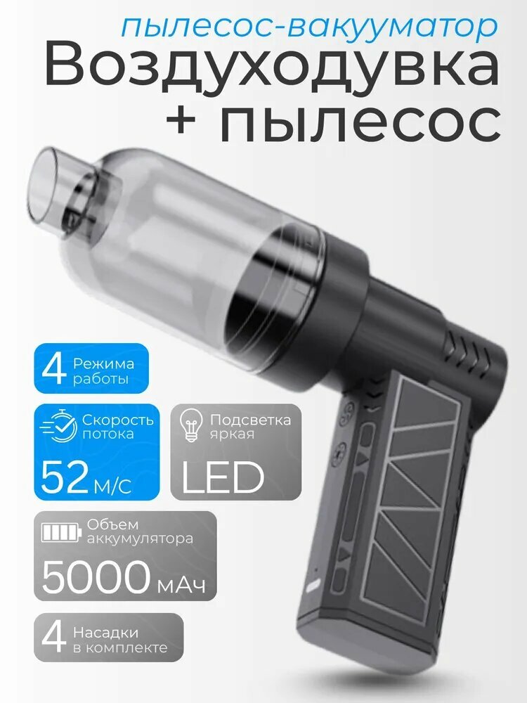 Воздуходувка аккумуляторная мощная, пылесос для компьютера, турбовентилятор. Фен для мангала