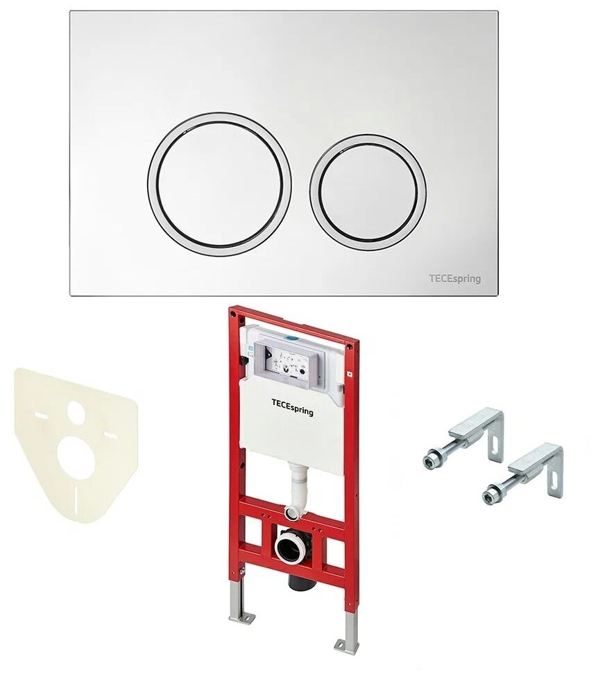 Инсталляция Tece Spring с кнопкой хром со звукоизоляцией (К955101/S955101)