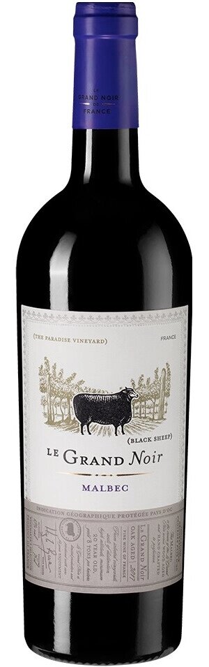 Вино "Le Grand Noir" Malbec, Pays d'Oc IGP, 2024