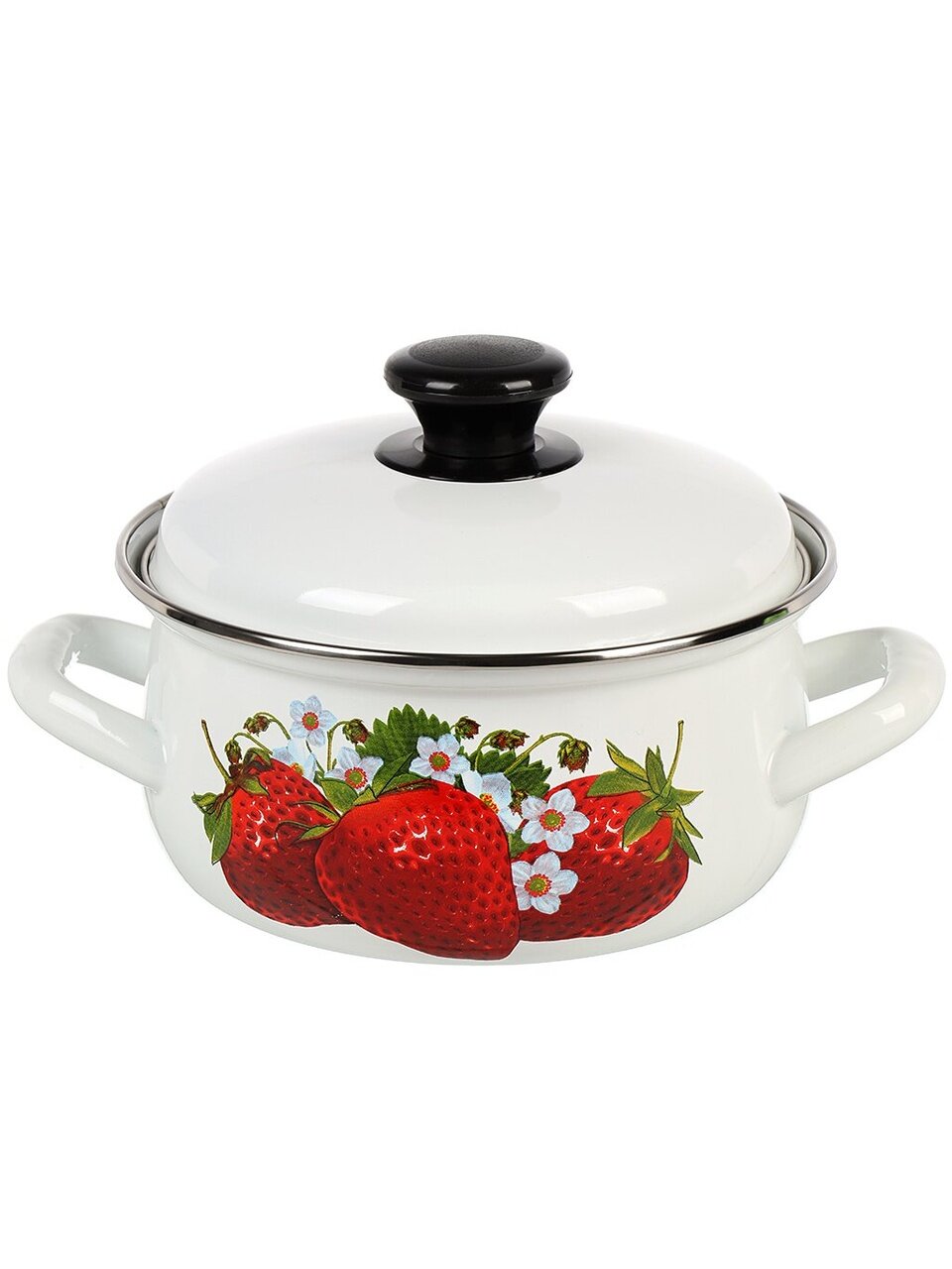 Кастрюля эмалированная 1.5 л с крышкой, Керченский завод, белая