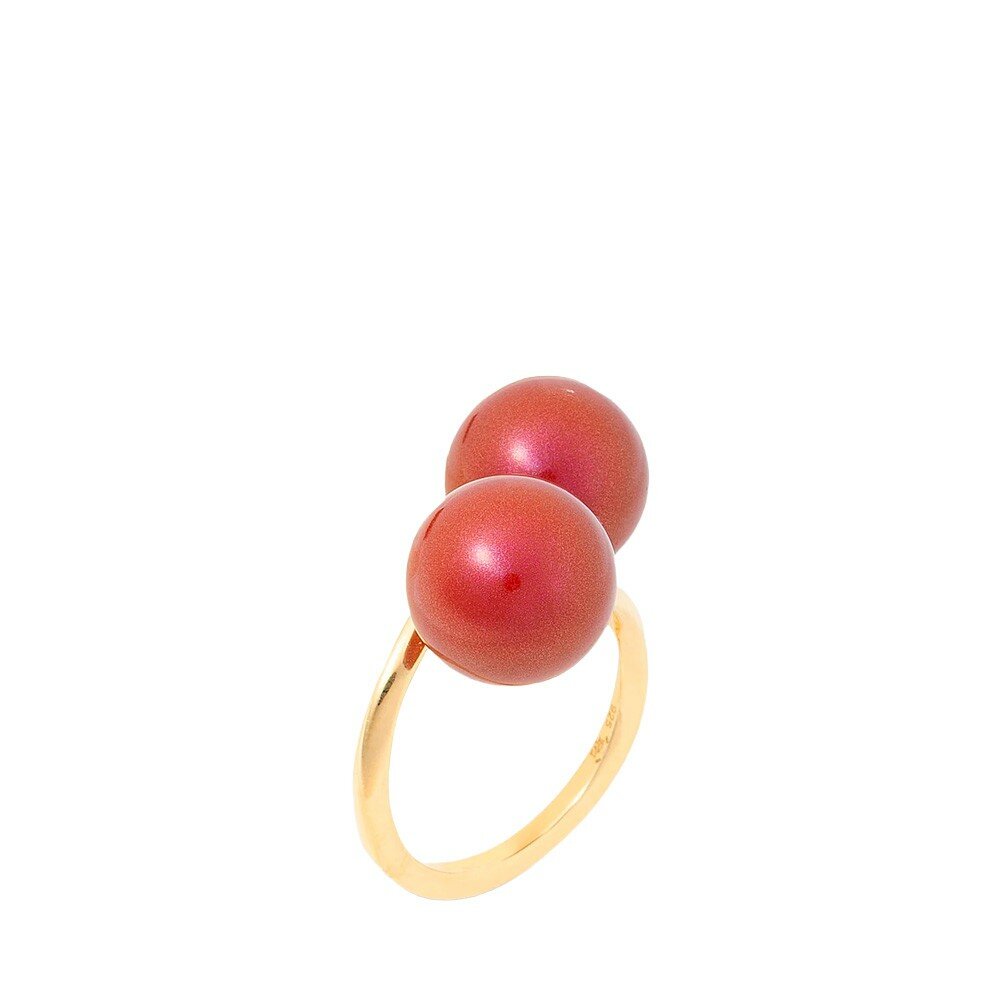 Кольцо, серебро, 925 проба, золочение, жемчуг