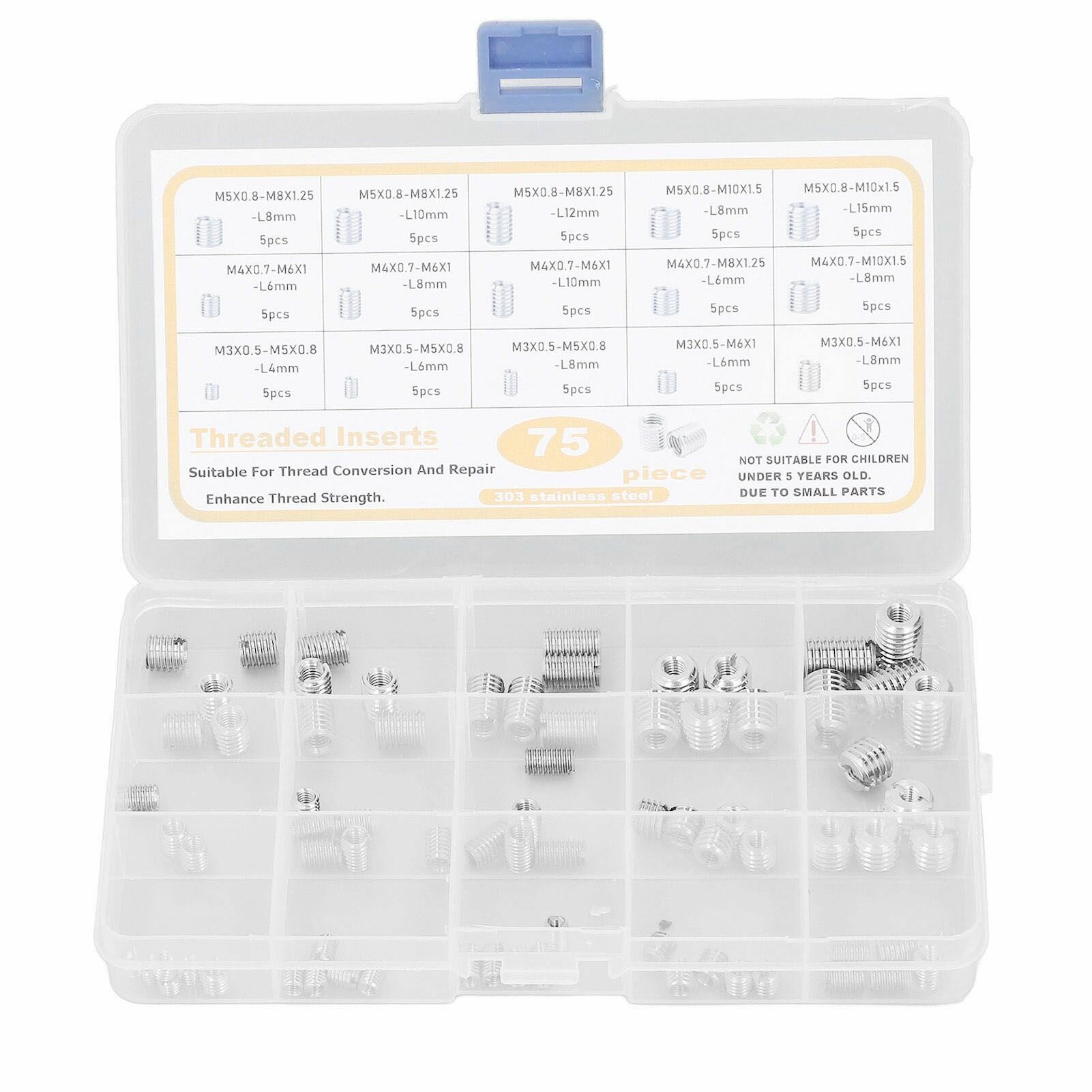 Набор гайки с внутренней резьбой из нержавеющей стали 75 шт. M3 M4 M5, надежные, износостойкие, высокой твердости