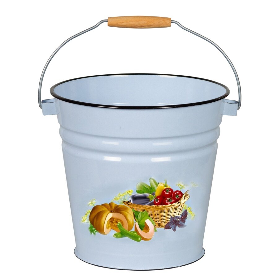 Ведро эмалированное, 12 л, с рисунком, с держателем, сталь, Череповец