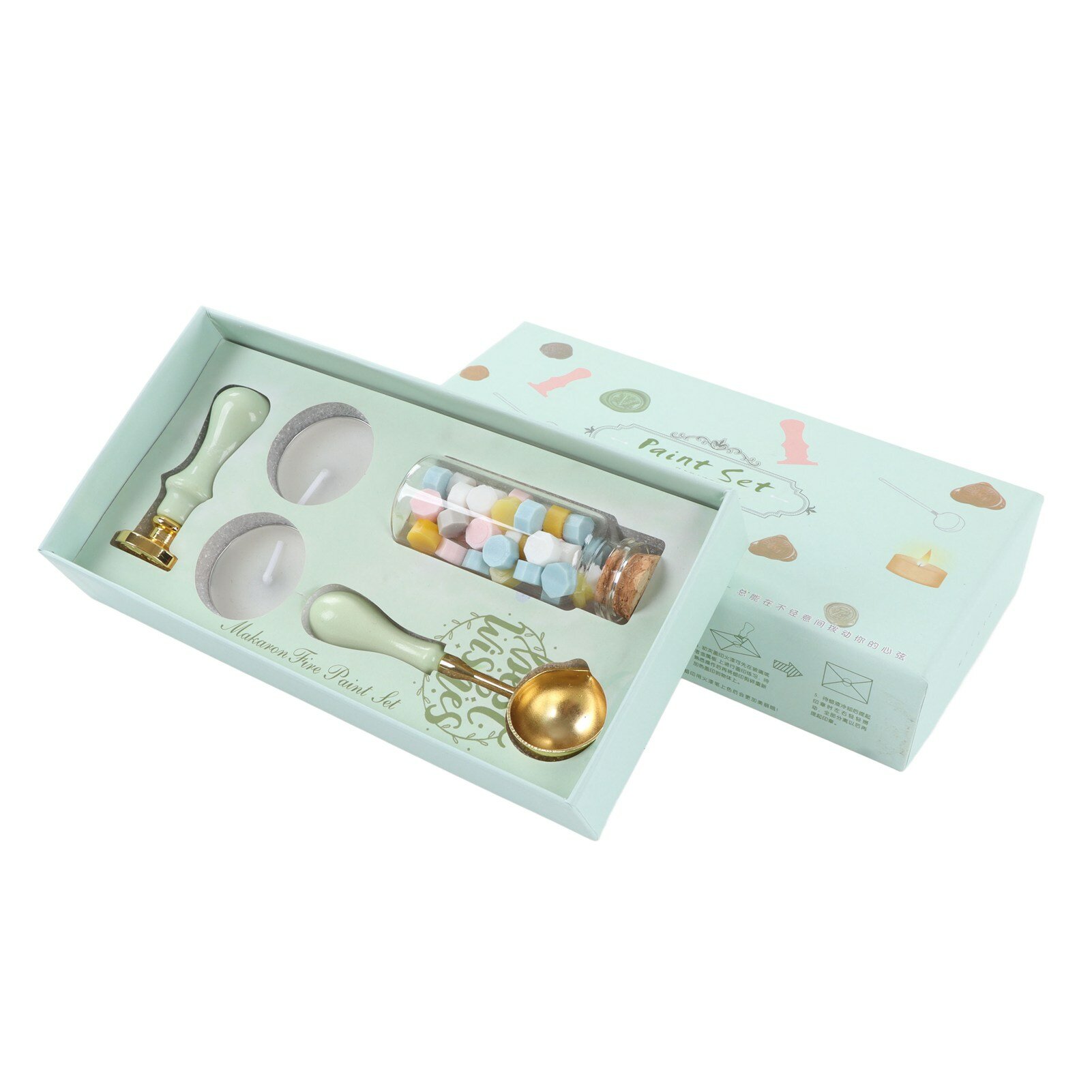 Набор восковых штампов Ретро съемная ручка Набор для запечатывания восковых штампов с рисунком радужной оболочки для конвертов Приглашение Зеленый