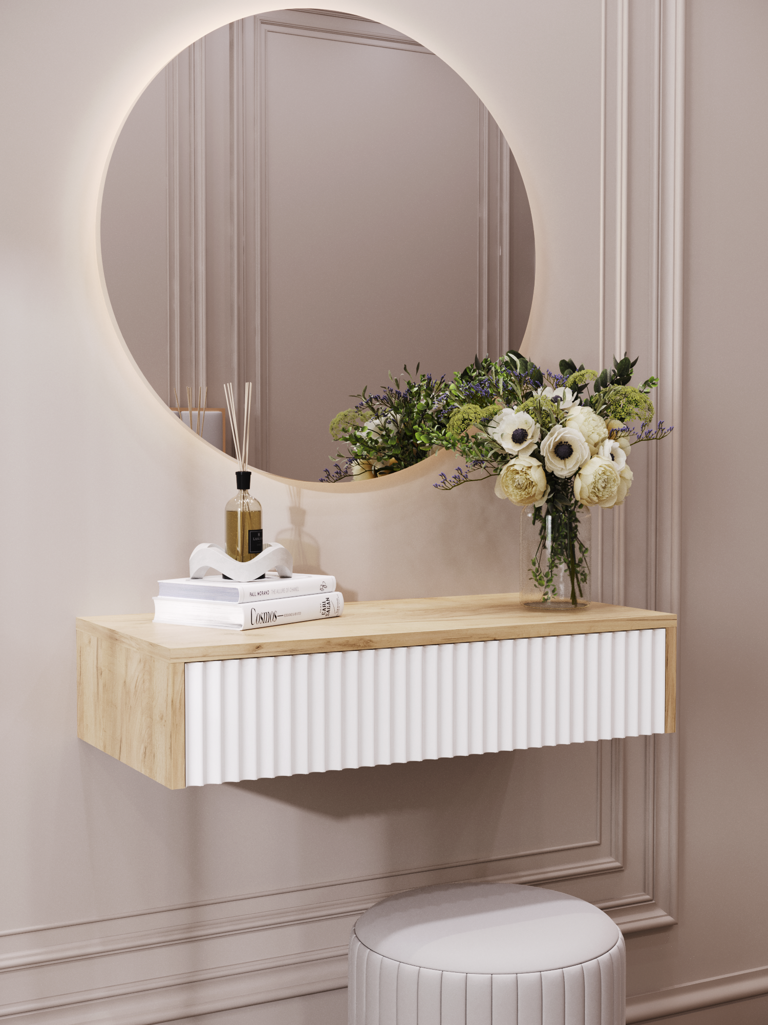 Туалетный столик подвесной консоль Этьен, ЛДСП, МДФ, 70х35х15