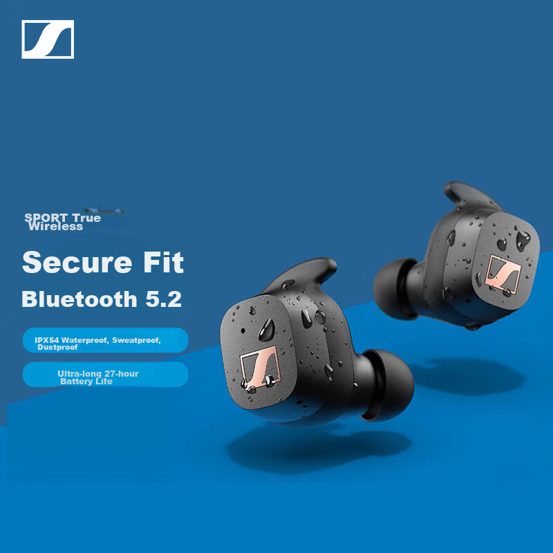 Sennheiser SPORT True Wireless, Bluetooth 5.2, Adaptive Acoustic System, Sports Earphones, BlackSennheiser SPORT True Wireless, Bluetooth 5.2, Adaptive Acoustic System, Sports Earphones, Black