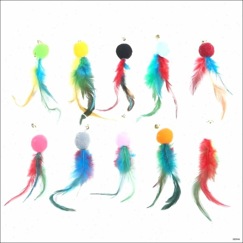 (10 шт.) Сменные насадки для удочки с перьями (цвета случайные)