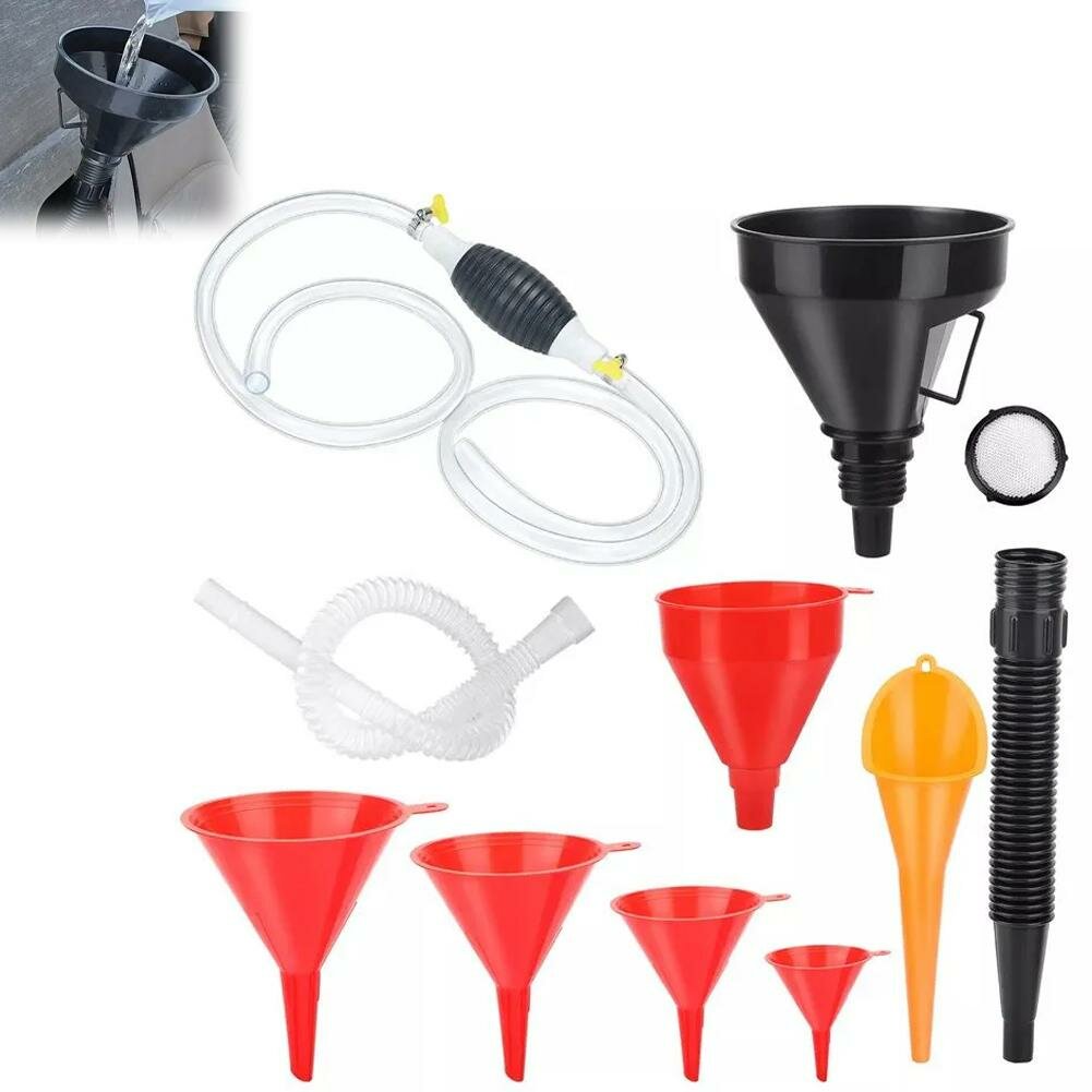 10 шт, набор автомобильных воронок, пластиковые масляные воронки с длинным горлышком, воронка с защелкой, прямоугольные воронки с широким горлышком