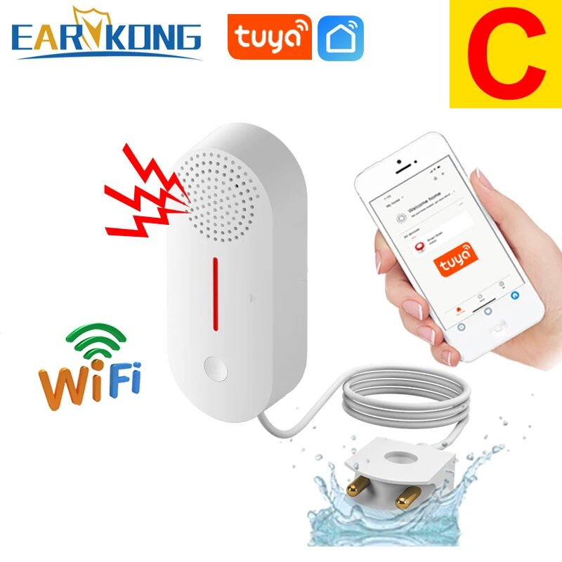 Датчик утечки воды EARYKONG Tuya WiFi WiFi Sound Alarm 2