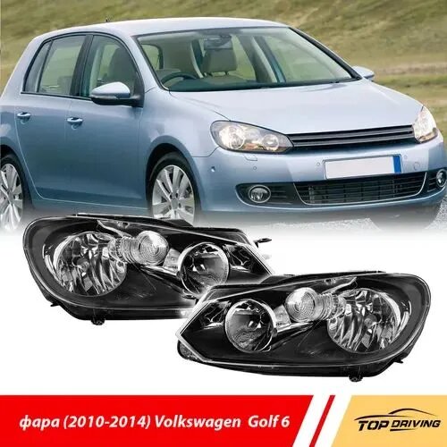 Фары автомобильные, 2 шт, арт. 2-Оригинальные фары Volkswagen Jetta Sportwagen/Golf 6 (2010-2014) передние левая+правая, ручная регулировка-4