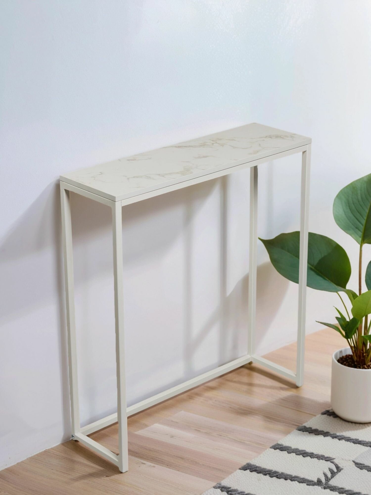 Консольный столик, Белый Мрамор, 85х90х25 см