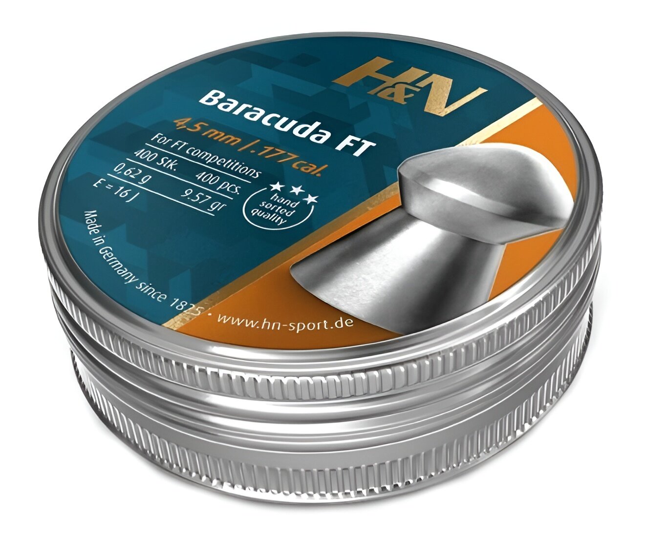 Пули для пневматики H&N Baracuda FT 4,5 мм, 0,62 гр, 400 штук