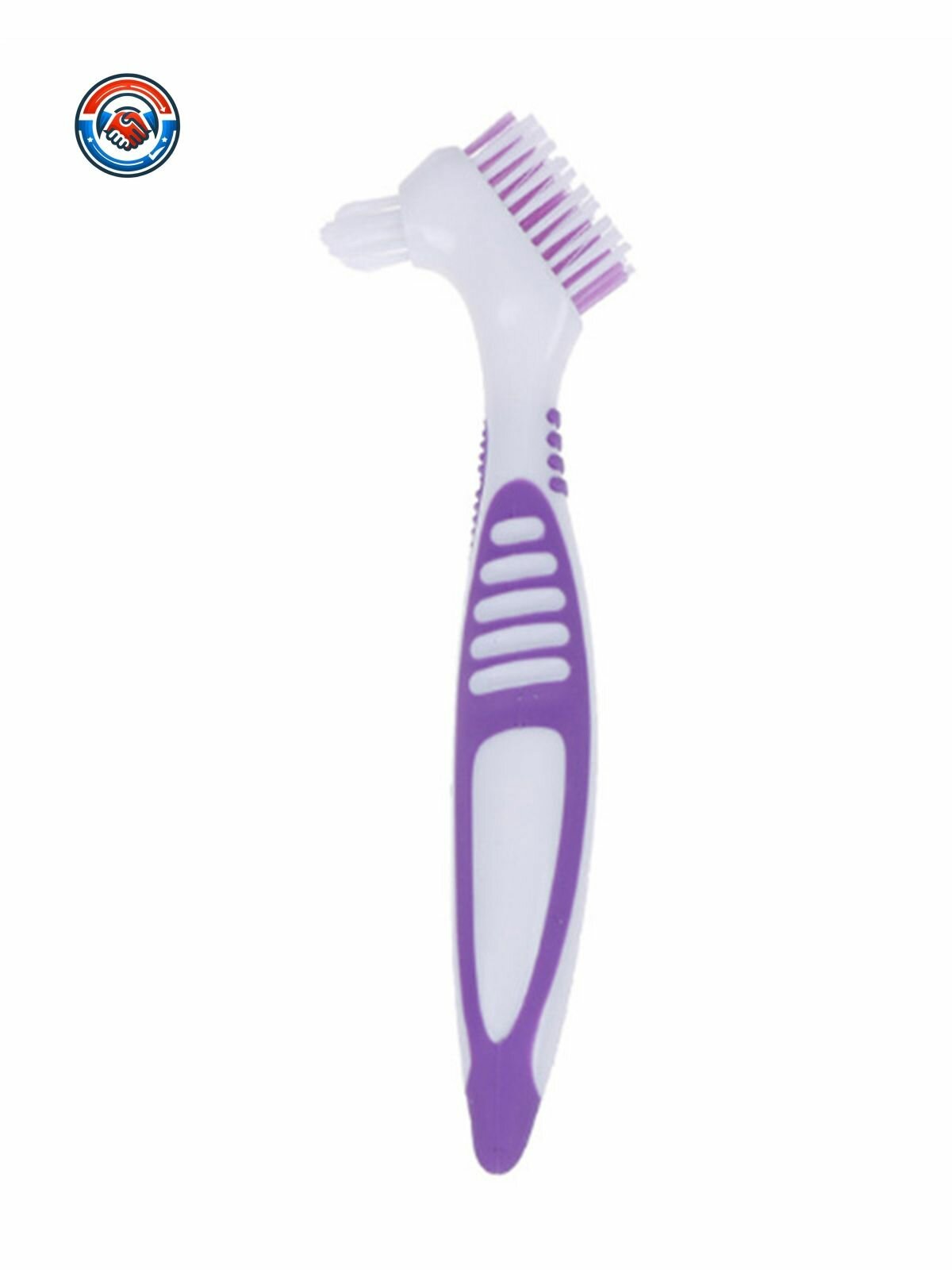 Щетка для зубных протезов и брекетов, нейлоновая щетина, эргономичная пластиковая ручка, компактная, удобная чистка ортодонтических конструкций