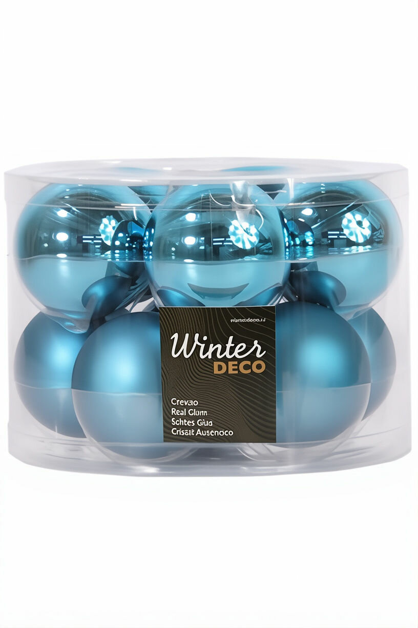 Набор стеклянных шаров, бирюзовый mix, 60 мм, 10 шт, Winter Deco 2000235