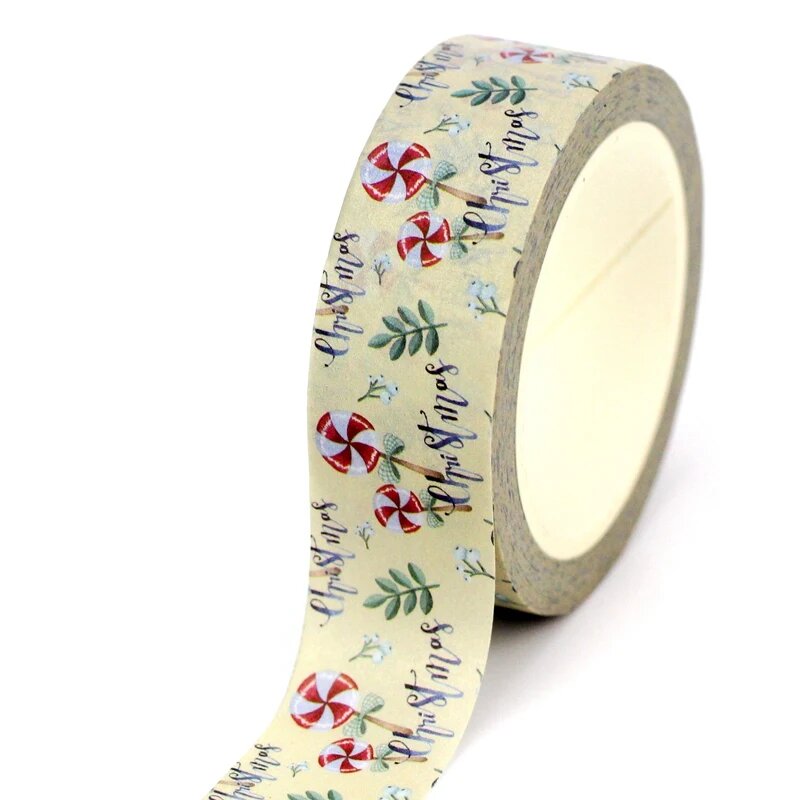Новинка 2023 1 шт. 10 м декоративная Рождественская Васи-лента с листьями леденцов для журнала клейкая Маскировочная лента милые канцелярские принадлежности