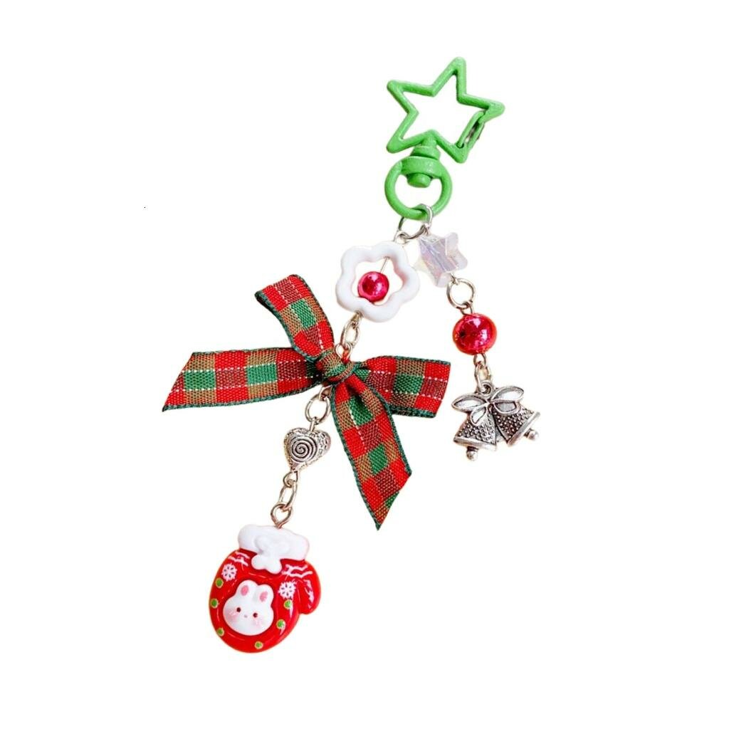 Брелок, Рождественская серия Снеговик с бантом ручной работы, вышитый бисером, цепочка для мобильного телефона-перчатка Кролик
