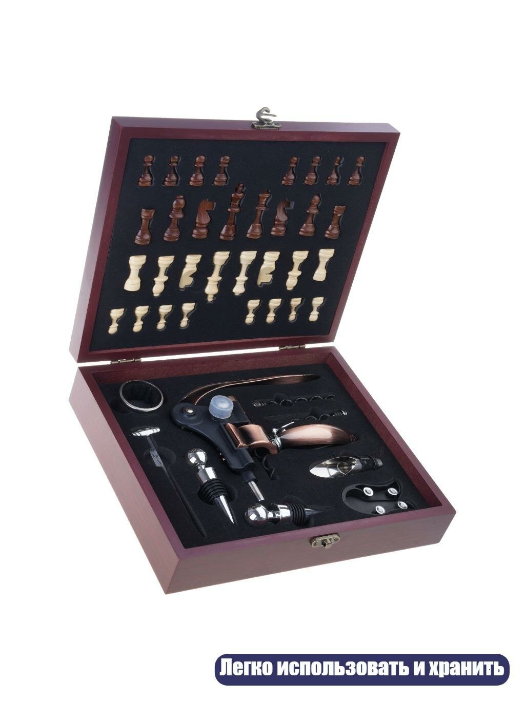 Штопор с вакуумными пробками и разливатором, Красный бронзовый кролик он