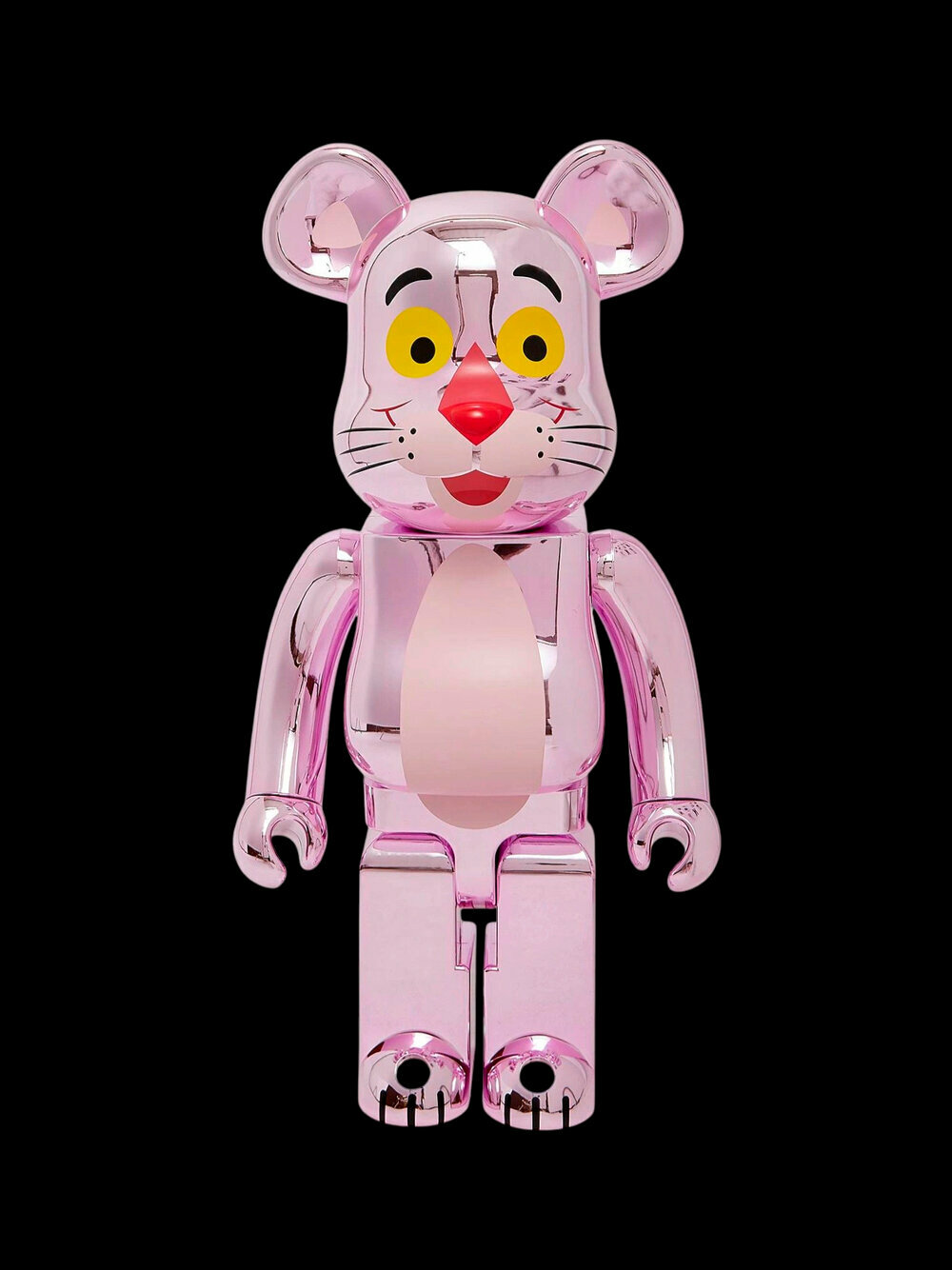 Коллекционная оригинальная фигура Bearbrick Pink Panther Chrome 1000% / 70 см высота / ABS пластик / Medicom Toy