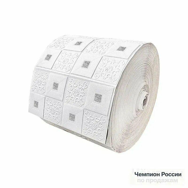 Стеновая панель Панели самоклеющиеся для стен плитка 70 смx3м, мягкие, "Серебряный блеск"