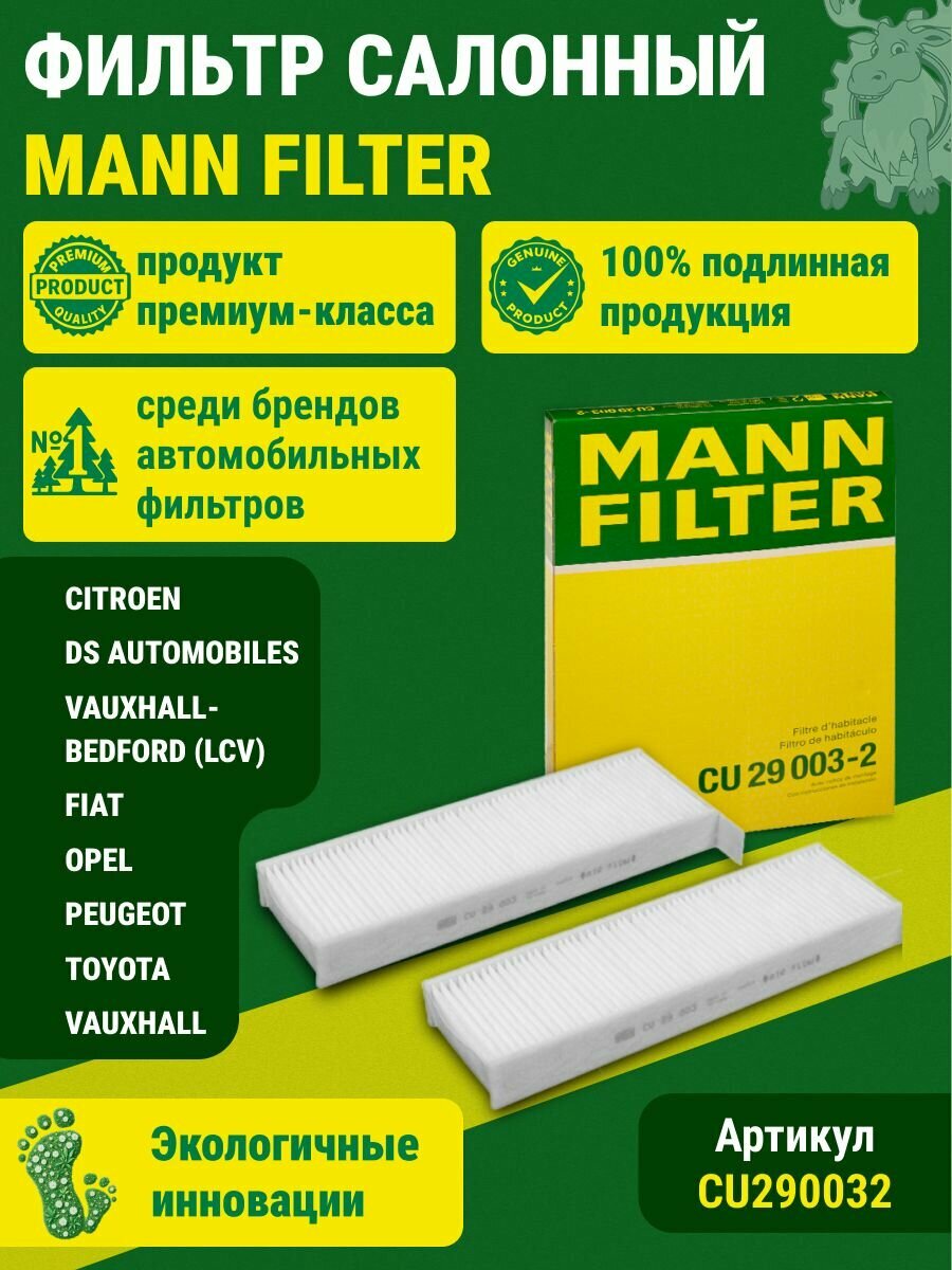 Фильтр воздушный салона MANN (CU290032)
