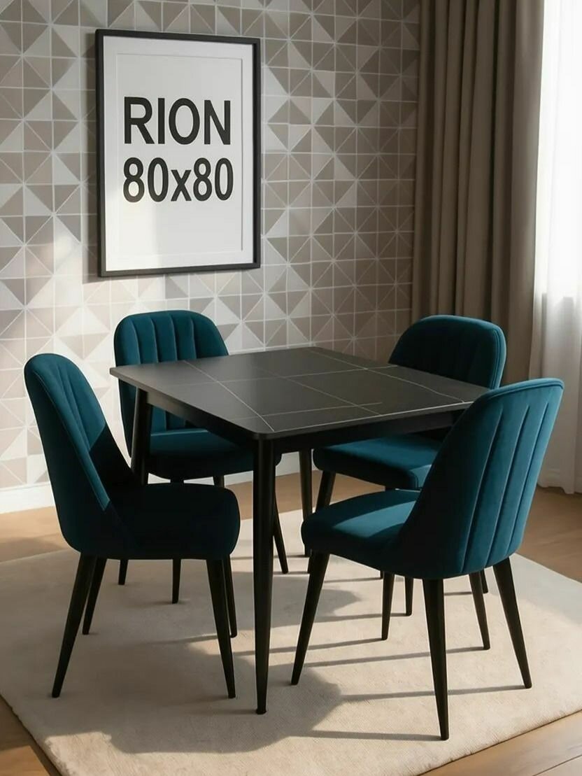 Керамический стол SIGNAL RION 80 *надежное крепление столешницы* черный/черный