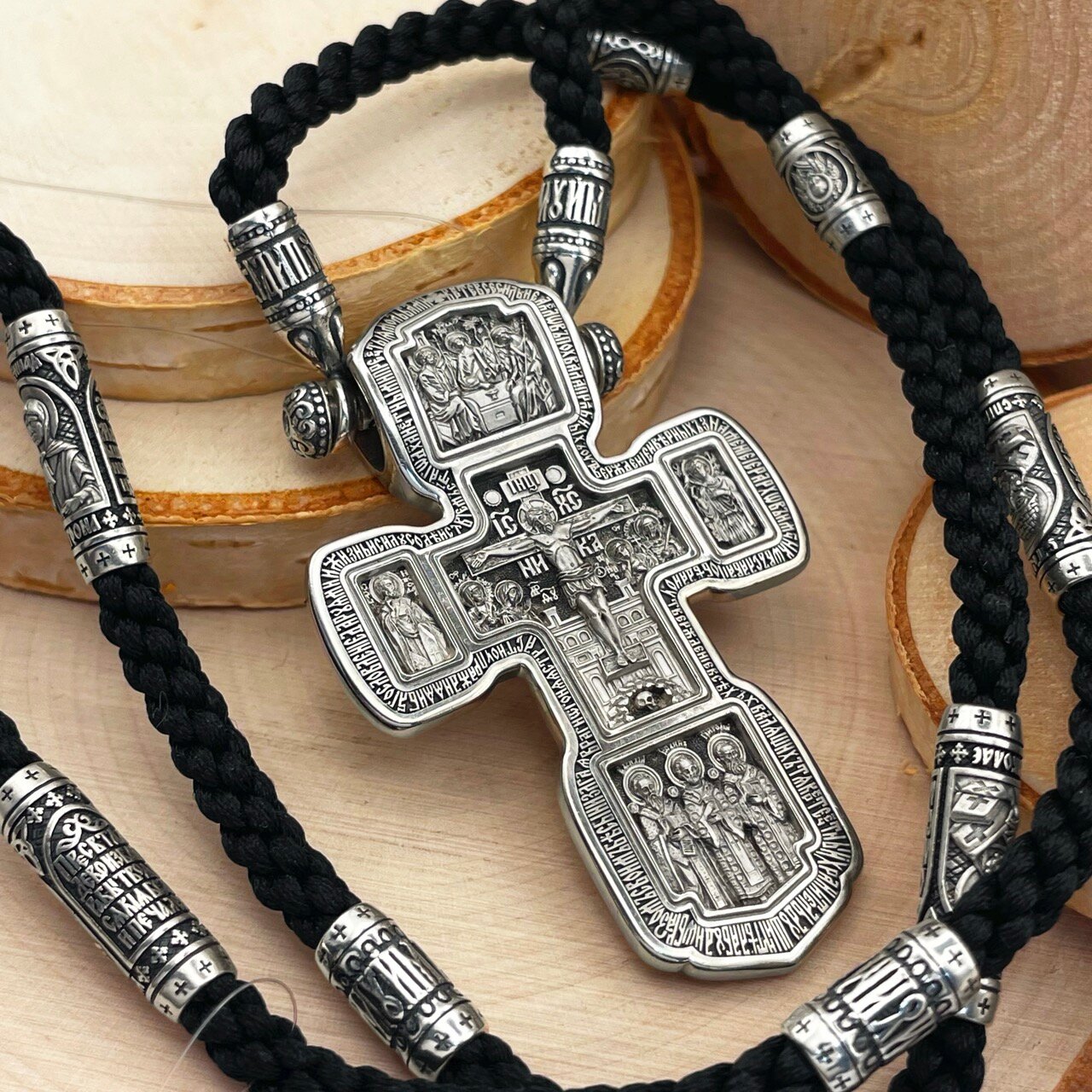 Крестик, серебро, 925 проба, родирование, чернение