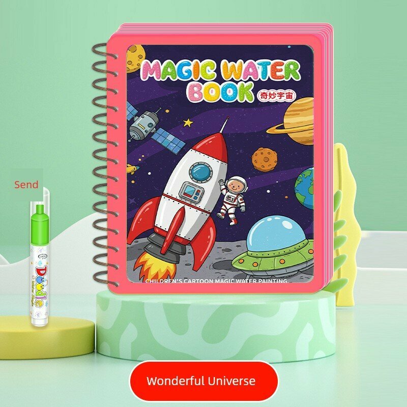 Детская волшебная книга для рисования водой, многоразовая книга для рисования с прозрачными водными ручками, книга для
