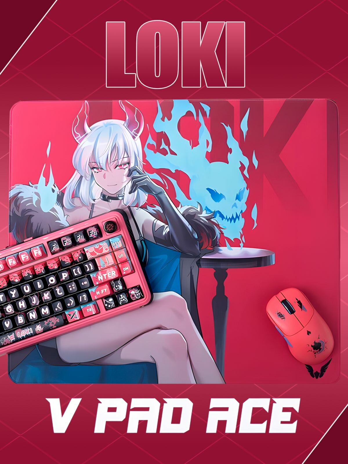 Игровой коврик для мышки Valkyrie VPAD LOKI IP 450x400, красный