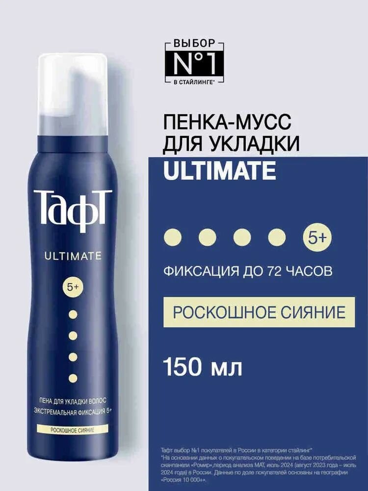 Пена для укладки Тафт Ultimate Экстремальная фиксация (5+), 150 мл