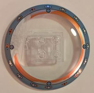 Dish 6 x 6 Inverted (Radar) - Solid Studs with Cracked Glass Gyrosphere Pattern, 44375bpb10 Trans-clear U