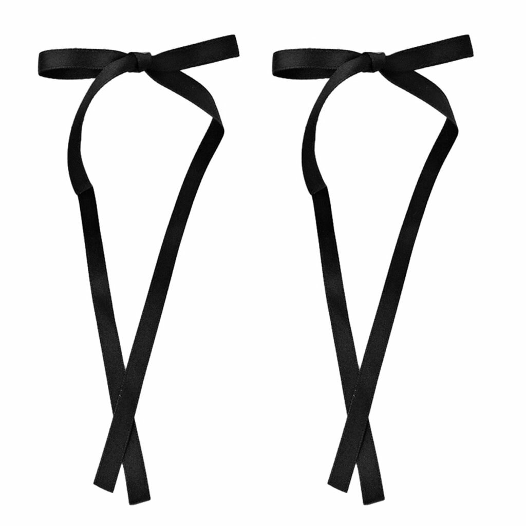 Заколка для волос с бантом из сладкой ленты и длинным серпантином-черный