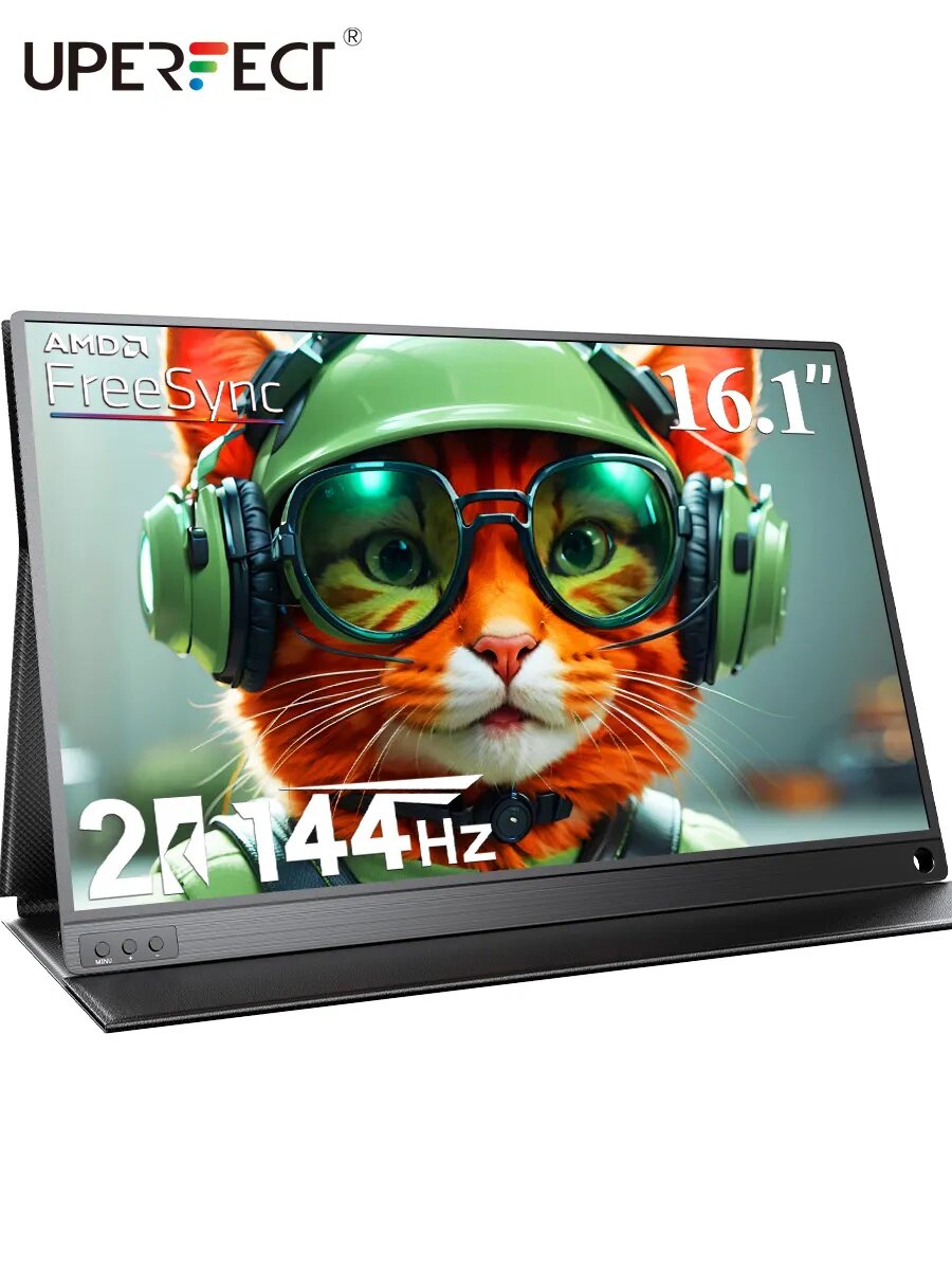 Портативный игровой монитор с частотой 144 Гц, разрешение 2k, 16,1 дюйма, 100% sRGB, IPS-панель, черный