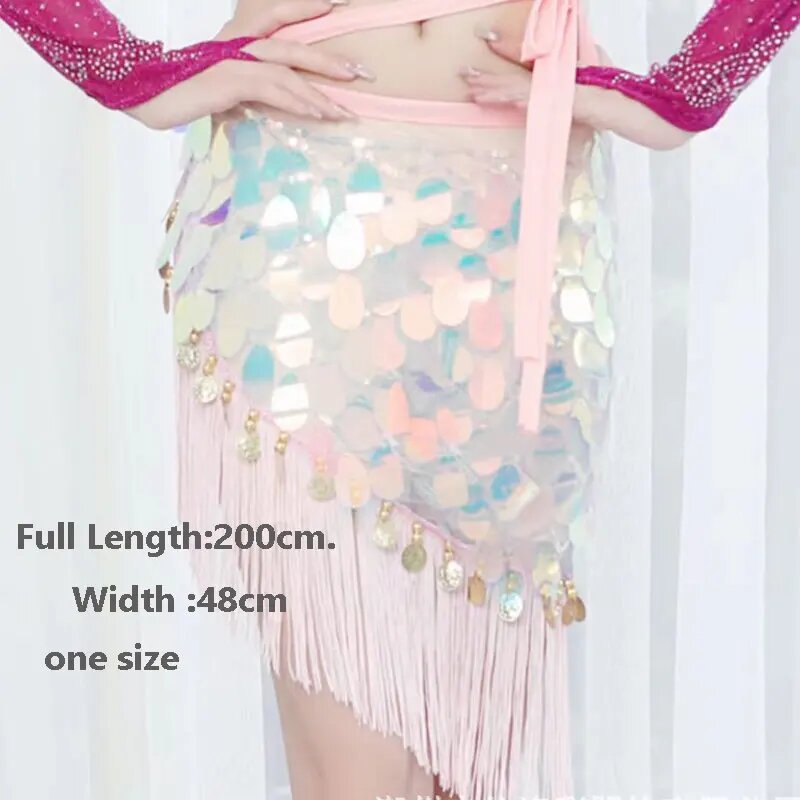 Танцевальный пояс для belly dance с блестками М, Free size 6
