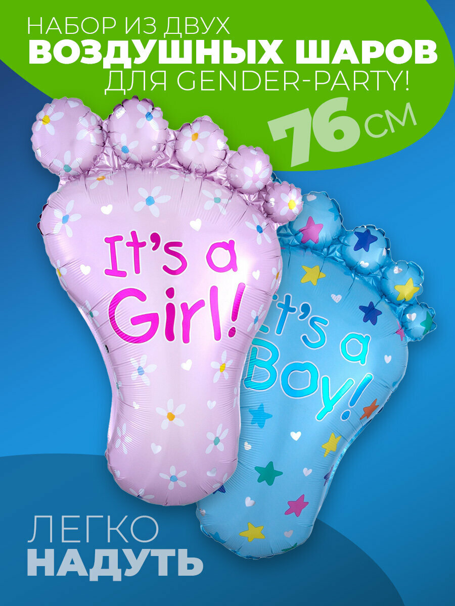 Шары для фотозоны гендер пати фольгированные мальчик девочка