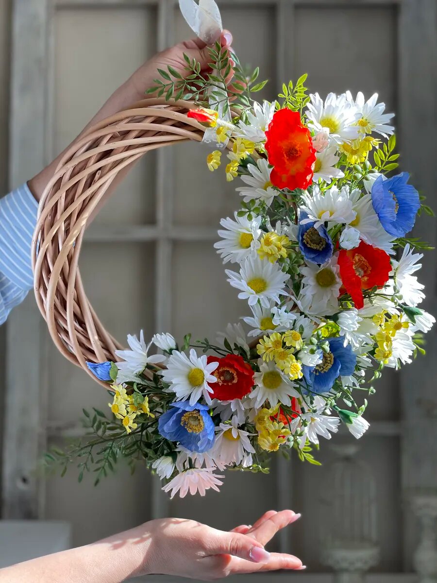 Декоративный Летний веночек ручной работы декор для дома