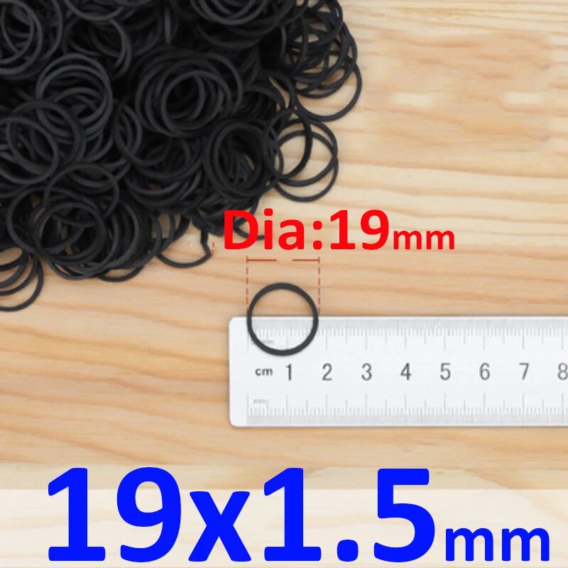 Черные резиновые ленты из натурального каучука 19x1.5mm, 100Pcs(Black)
