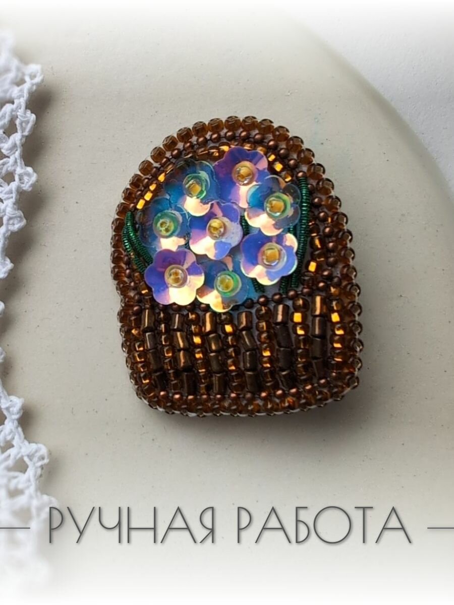 Брошь, жемчуг пресноводный культивированный, хрусталь